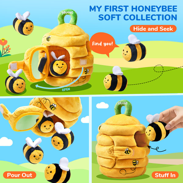 Beehive with 5 Soft Sensory Bees – Honeybee Plush Toy Set | JoyCat – Joycat