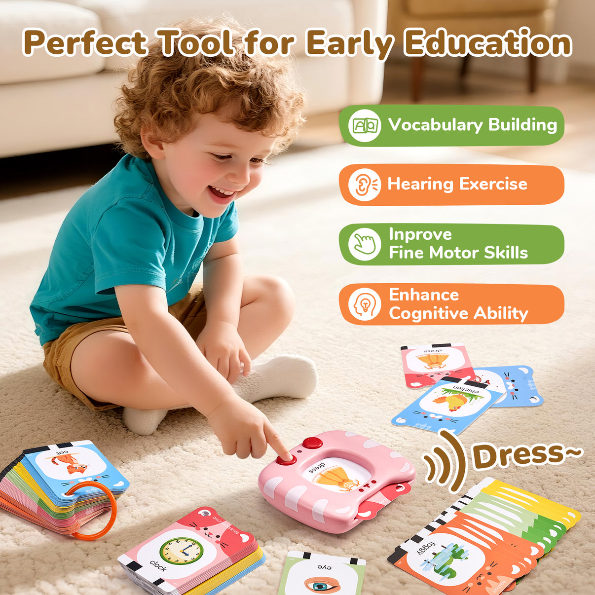 Talking Flash Cards for Toddlers:Easy-Slide for Speech - 20 Topics – JoyCat