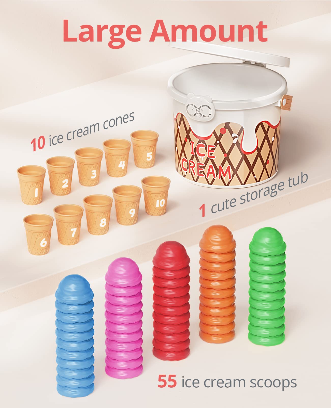 Ice Cream Counting and Color Sorting Set for Toddlers and Kids – JoyCat
